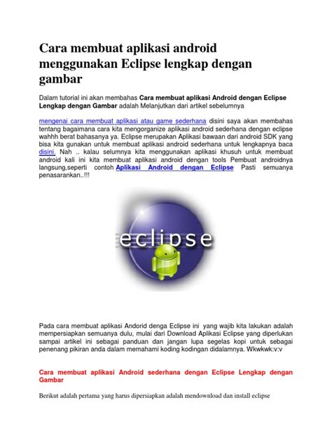 Cara Membuat Aplikasi Android Menggunakan Eclipse Lengkap Dengan Gambar