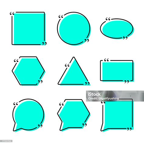 Set Quote Box Frame Isolated White Background Bubble Quotation Comment Vector Illustration Stock