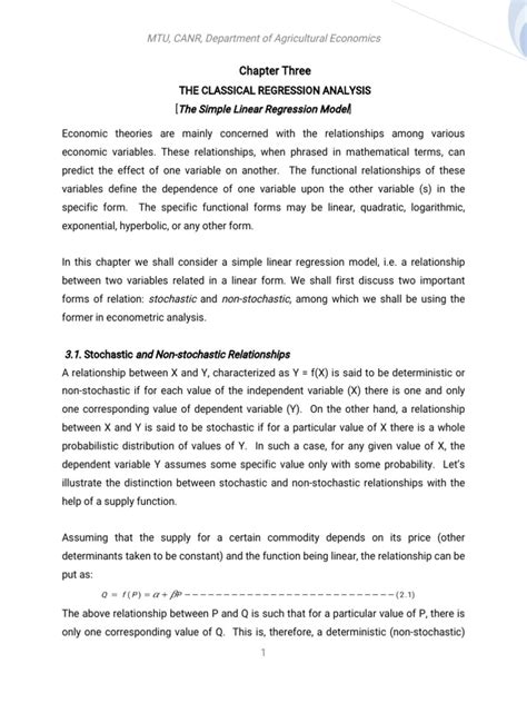 Ch 3 Simple Linear Regression Model 1 Pdf