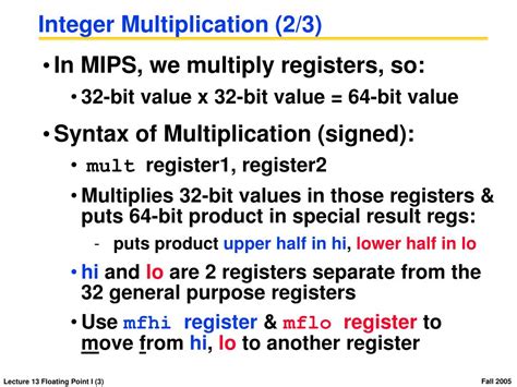 Ppt Lecture Integer Multiplication And Division Floating Point Numbers Powerpoint