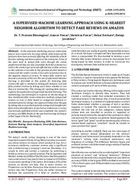 Pdf A Supervised Machine Learning Approach Using K Nearest Neighbor