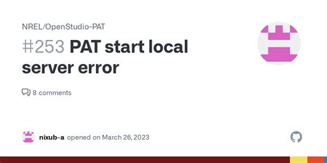 PAT Start Local Server Error Issue NREL OpenStudio PAT GitHub