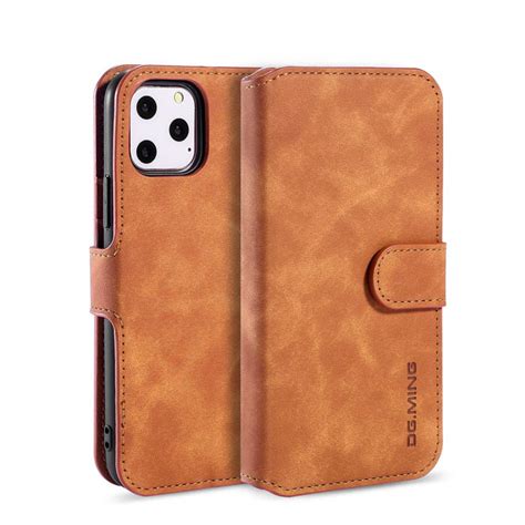 Dg Ming Iphone Pro Max Retro Wallet Stand Pu Leather Case Brown Dg