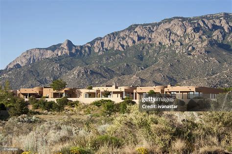 High Desert Community With Modern Southwest Adobe Houses High Res Stock