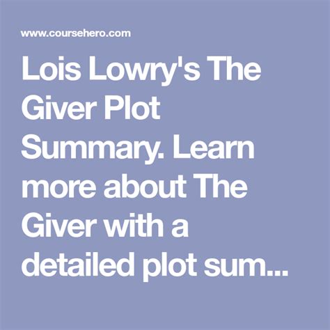 The Giver Plot Summary And Diagram