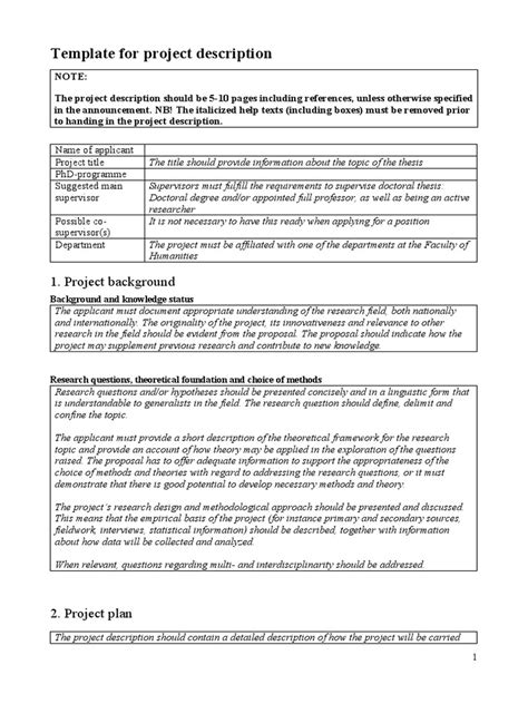Template For Project Description Pdf