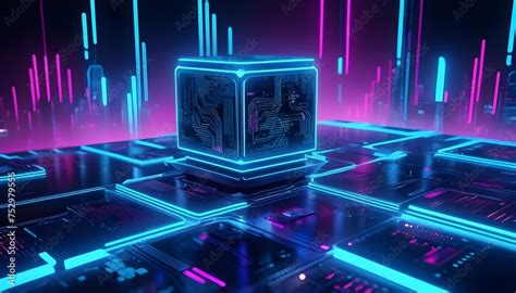 Abstract Blue Tech Background With Digital Waves Dynamic Network System Artificial Neural