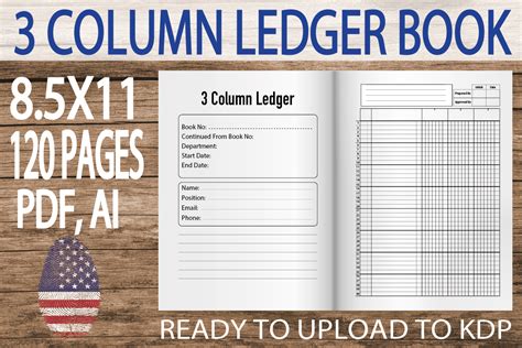 3 Column Ledger Kdp Interior Graphic By Little Learners Oasis