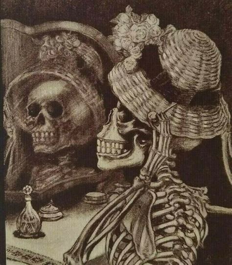 Halloween Postcard Ullman Female Skeleton Looks In Mirror 1909 Arthur Lewis 160