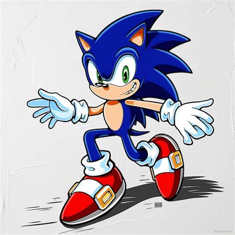 Cartoon Sonic White Background Premium Ai Generated Image