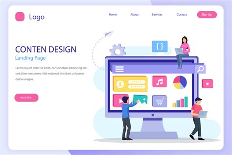Ideas For Designer Content Ui Design Landing Page Website Flat Vector Template 12779005 Vector
