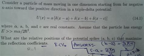 Solved Consider A Particle Of Mass Moving In One Dimension Chegg