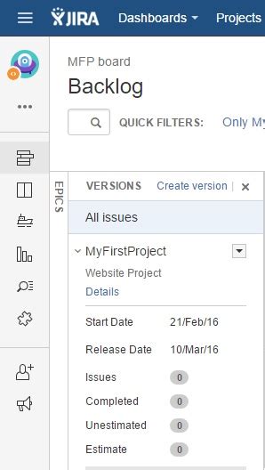 Planning A Version In Jira Software Testing Class