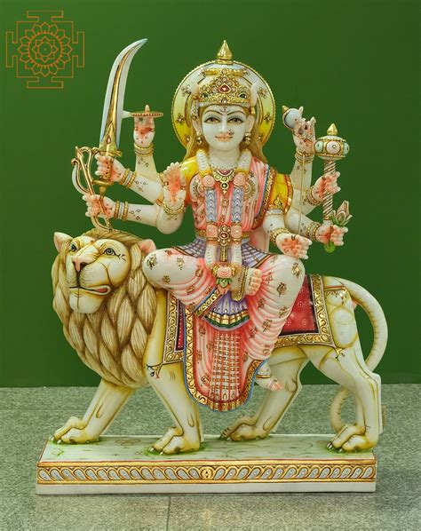 36 Large Ashtabhuja Goddess Durga Handmade Marble Durga Maa Statue