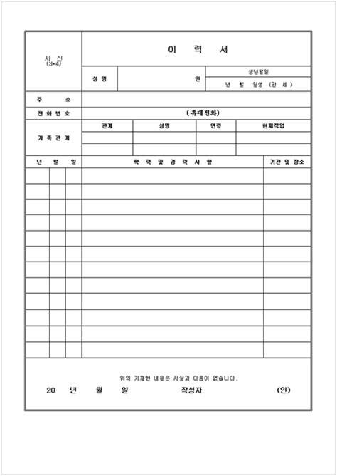 창원알바 간편이력서 양식 무료다운 네이버 블로그