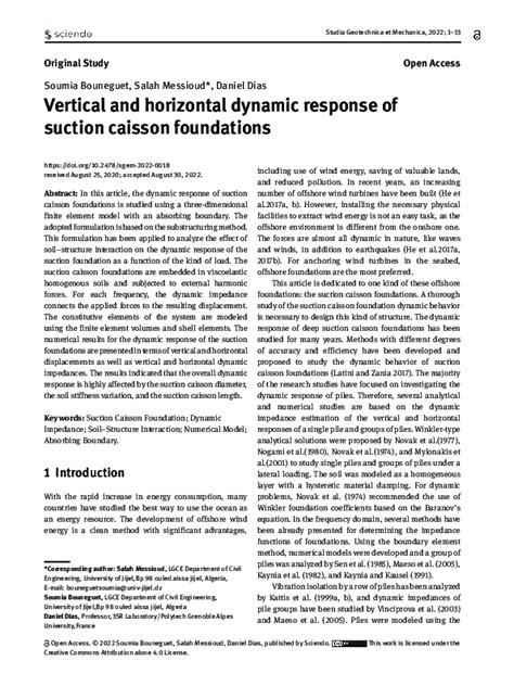 Pdf Vertical And Horizontal Dynamic Response Of Suction Caisson Foundations