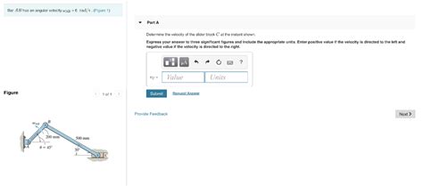 Solved Bar AB has an angular velocity ωAB rad s Chegg