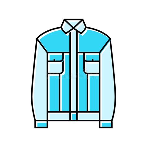 Denim Jacket Vintage Fashion Color Icon Vector Illustration Stock