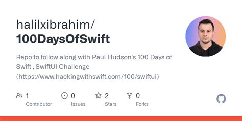 Github Halilxibrahim100daysofswift Repo To Follow Along With Paul Hudsons 100 Days Of Swift