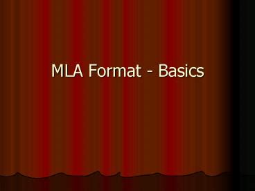 MLA Format Basics Presentation Free To View