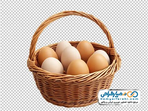 تصویر دوربری تخم مرغ در سبد حصیری 04276511
