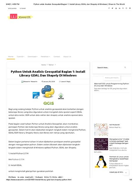Python Untuk Analisis Geospatial Bagian 1 Install Library Gdal Dan