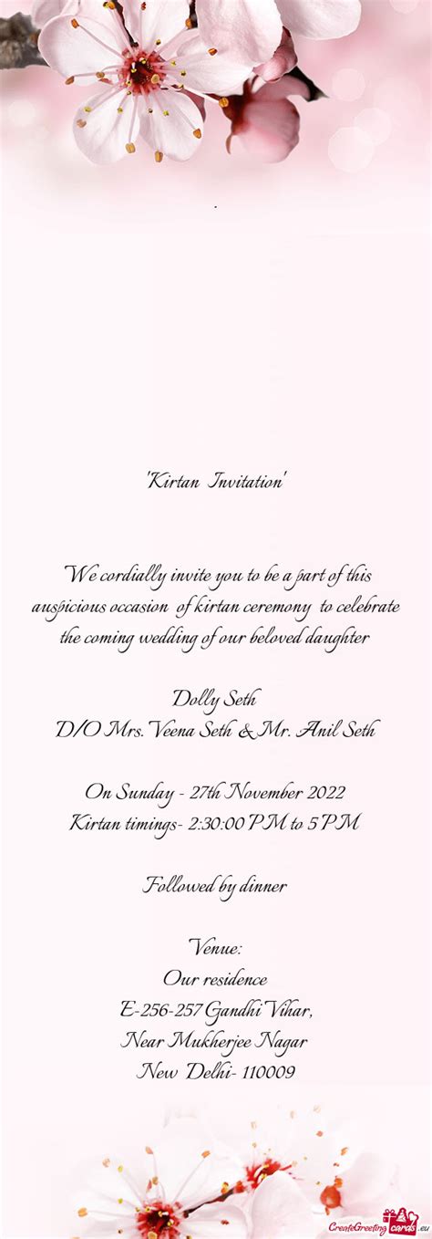 The Coming Wedding Of Our Beloved Daughter Free Cards