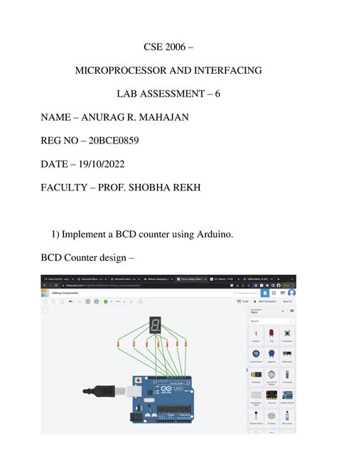 cse2006 labass 6 assignment 6 cse 2006 microprocessor and