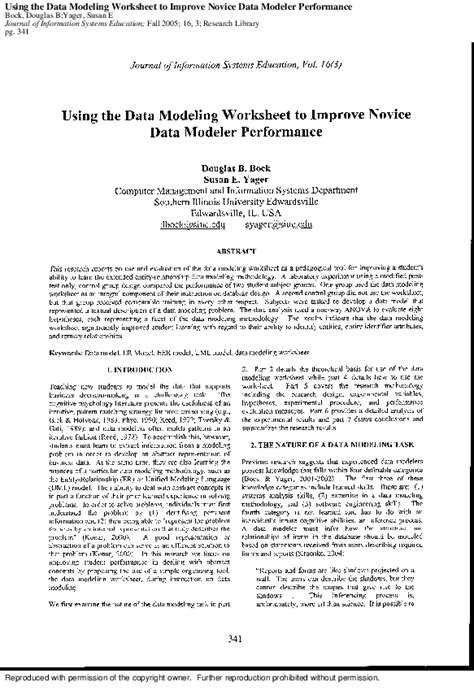 pdf using the data modeling worksheet to improve novice data modeler