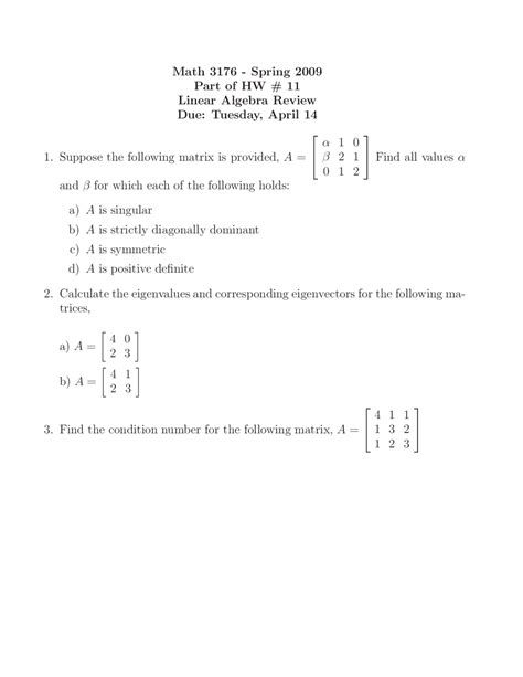 Homework 11 For Linear Algebra Numerical Analysis Math 3176 Assignments Mathematical