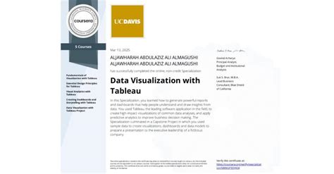 Completion Certificate For Data Visualization With Tableau Aljawharah Abdulaziz Almagushi