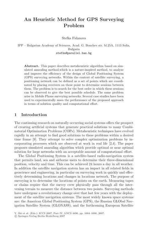 Pdf An Heuristic Method For Gps Surveying Problem