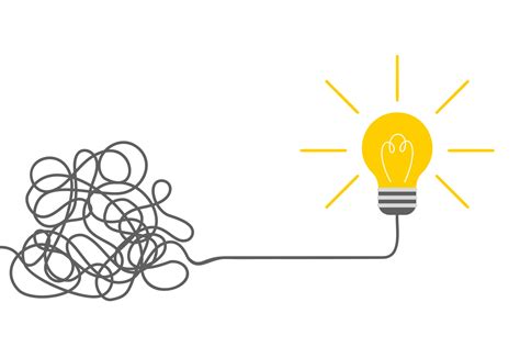 Lightbulb With Tangled Lines Problem Solving And Brainstorming Idea Concept Vector