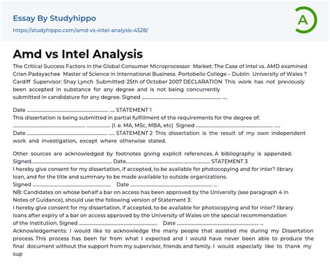 Amd Vs Intel Analysis Essay Example StudyHippo Com