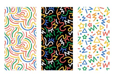 Premium Vector Fun Colorful Line Doodle Seamless Pattern Creative Minimalist Style Art Background