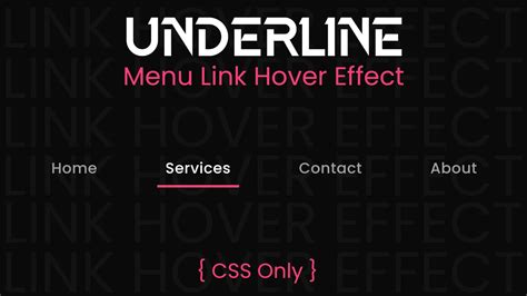 Draw Underline Link Hover Effect Css Menu Hover Effect Youtube