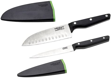 Wiltshire Staysharp Triple Rivet Duo Set Santoku And Utility Knife 2pc Knives Built In Sharpener