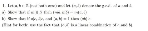 Solved 1 Let A BZ Not Both Zero And Let A B Denote The Chegg Com