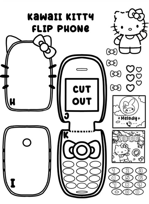 Cardboard Flip Phone Template In 2023 Hello Kitty Crafts Diy Hello