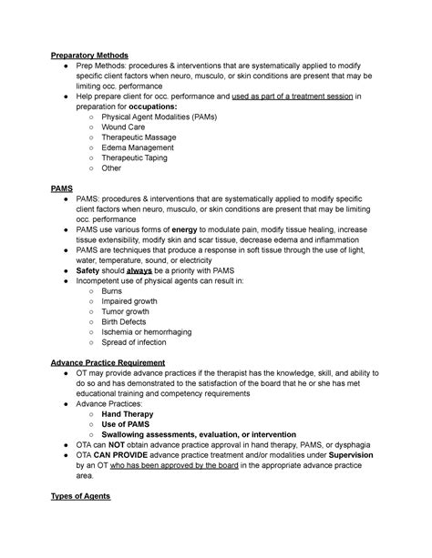 Week 1 Prep Methods Dr A Preparatory Methods ï Prep Methods Procedures And Interventions