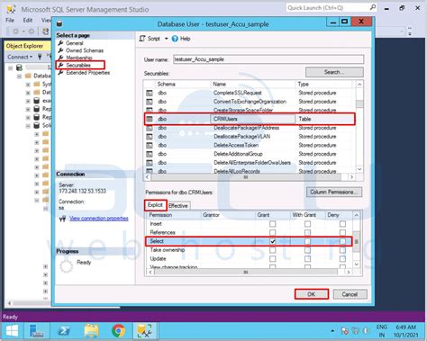 how to create login user role and assign permission from ssms