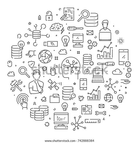 Vector Linear Web Banner Big Data Stock Vector Royalty Free 742888384 Shutterstock