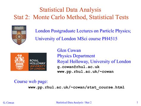 Solution Statistical Data Analysis Stat 2 Monte Carlo Method