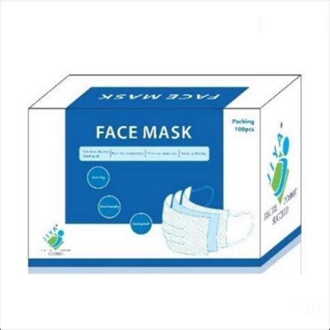 medical blue 3 ply elastic face mask non woven outer loop at best price