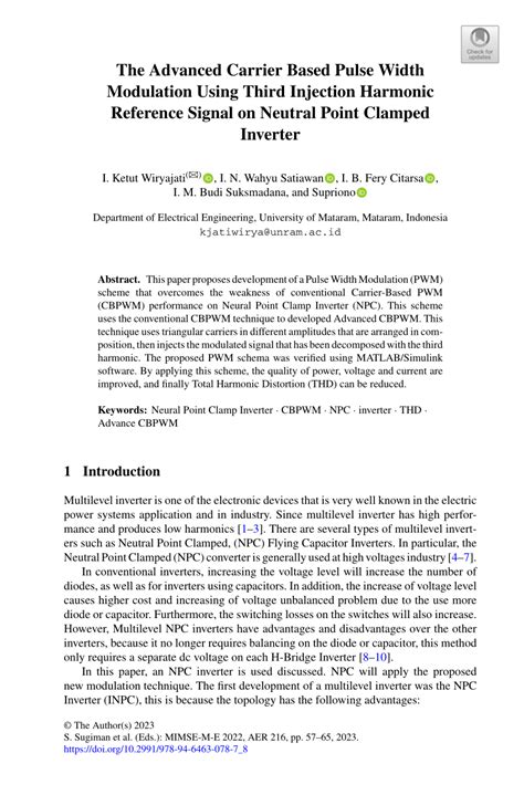pdf the advanced carrier based pulse width modulation using third