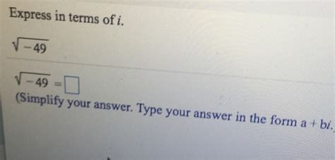 Solved Express In Terms Of I Simplify Your Answer Type Chegg Com
