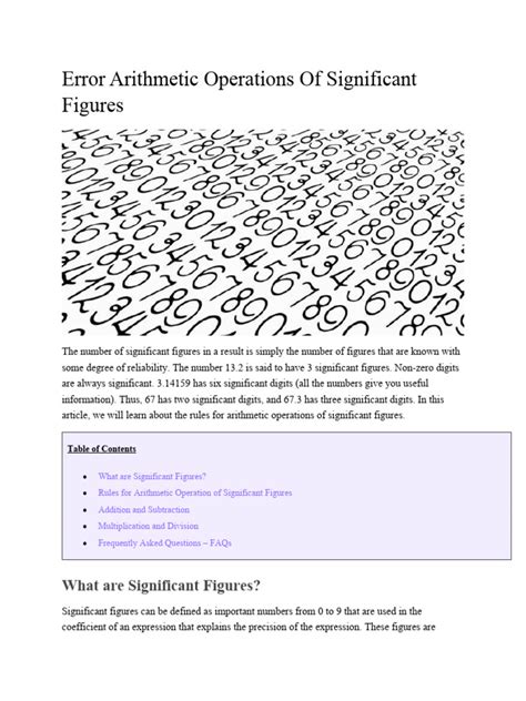 Error Arithmetic Operations Of Significant Figures Pdf Significant