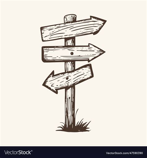Vintage Wooden Signpost Directional Arrow Vector Image