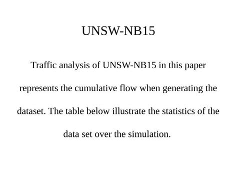 traffic analysis of unsw nb15