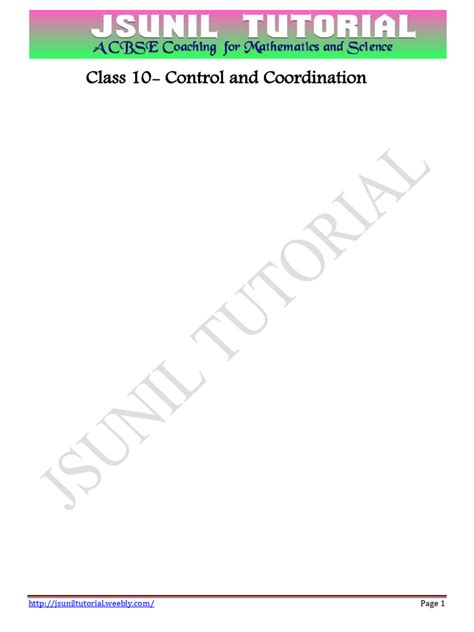 Control And Coordination In Organisms Pdf Neuron Nervous System